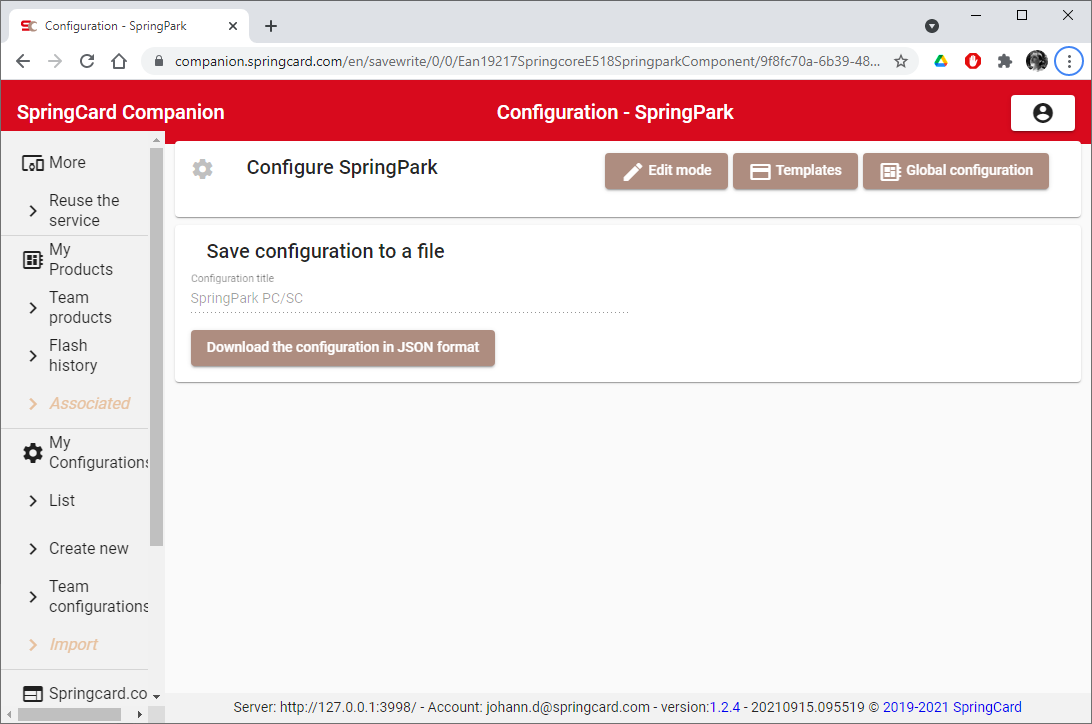 Using master cards to configure the SpringCore devices – www.springcard.com