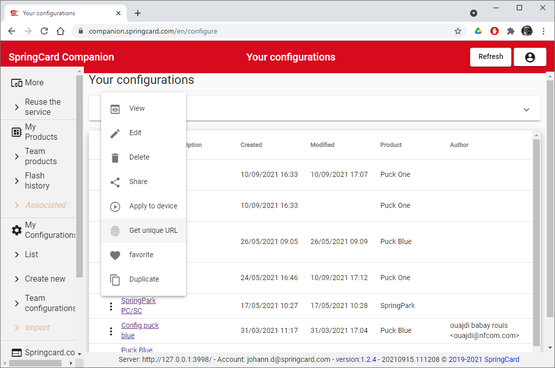 Using master cards to configure the SpringCore devices – www.springcard.com